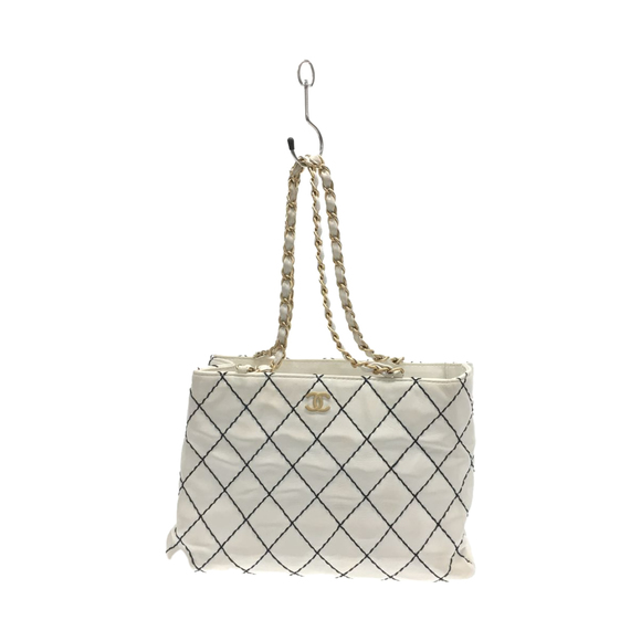 CHANEL | Bags | Chanel Wild Stitch Chain Tote Bag Leather White | Poshmark